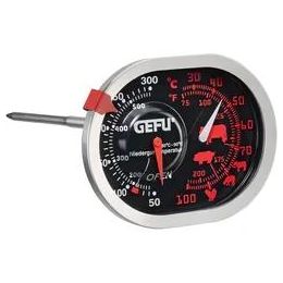 Bratenthermometer Gefu "MESSIMO", rot (edelstahlfarben, schwarz, rot), B:8,4cm H:12cm T:6,5cm, Temperaturmessger&auml;te, 3in1, Edelstahl