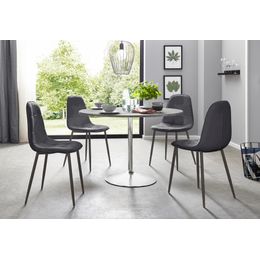 Essgruppe OTTO HOME, schwarz (zement, optik, schwarz), Sitzm&ouml;bel-Sets, Essgruppe, mit rundem Tisch im Zement-Optik