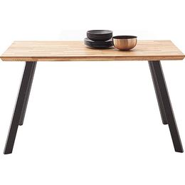 Esstisch MCA LIVING "Zeballos", beige (naturfarben, schwarz, naturfarben), B:160cm H:76cm T:75cm, Zerreiche keilgezinkt massiv ge&ouml;lt, Tische, Esstisch, Tischplatte aus Zerreiche, Schweizer Kante, belastbar bis 100 Kg