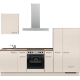 K&uuml;chenzeile Nobilia "Laser I", NEU: individuell anpassbar mit gratis Profi-Beratung", beige (k&uuml;che: natur, korpus: sandfarben, arbeitsplatte: eiche havanna nachbildung), B:270,3cm H:216,6cm T:60cm, Komplettk&uuml;chen-Sets, K&uuml;chenzeile, vormontiert, 270 cm breit, optional mit verschiedenen E‑Ger&auml;te-Sets