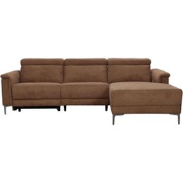 Ecksofa OTTO HOME "LUND, L-Form, 261cm, man. o. elektr. Relaxfunktion (mit USB-A)", mocca, B:261cm H:97cm T:179cm, Sofas, Ecksofa