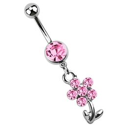Adelia&acute;s Bauchnabelpiercing ADELIA&acute;S "Piercing - Bauchnabelpiercing Pewter Blume Kristall", klar, Piercings, Damen, Blume mit Kristall, 10 mm L&auml;nge, Pewter