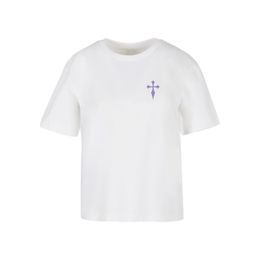 T-Shirt MISS TEE "Miss Tee Damen Pearl Spider Tee", Damen, Gr. XXL, wei&szlig;, 100% Baumwolle, bedruckt, oversize, Rundhals, Shirts T-Shirt