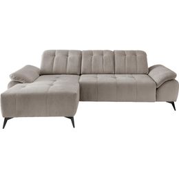 Ecksofa Home Affaire "Lazio modern und bequem, schmale Armlehnen, tolle Detailverarbeitung", taupe, B:280cm, 100% Polyester, Sofas, Ecksofa