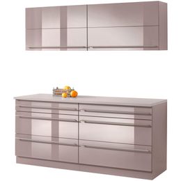 Wiho-K&uuml;chen K&uuml;che WIHO K&Uuml;CHEN "Chicago", braun (k&uuml;che: braun, korpus: tr&uuml;ffelfarben, arbeitsplatte: canvas grau), B:180cm, Komplettk&uuml;chen-Sets, ohne E-Ger&auml;te, Gesamtbreite 180 cm