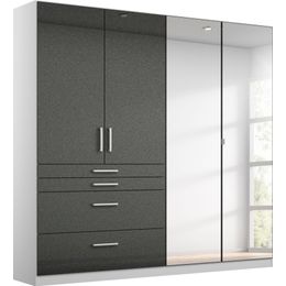 Dreht&uuml;renschrank Rauch "Kleiderschrank Schrank Garderobe Garderobenschrank HOMBURG", wei&szlig; (alpinwei&szlig;, hochglanz effektgrau), B:181cm H:197cm T:54cm, Holzwerkstoff, Schr&auml;nke, Dreht&uuml;renschrank, mit Spiegel, oberer Schubkasten mit Einteilung MADE IN GERMANY