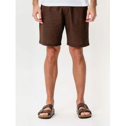 Shorts TEESHOPPEN "TEESHOPPEN Shorts Linen Blend", Herren, Gr. M, Normalgr&ouml;&szlig;en, coffee, Obermaterial: 70% Baumwolle, 30% Leinen, Hosen Shorts