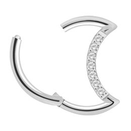 Adelia&acute;s Nasenpiercing ADELIA&acute;S "Piercing - Nasenpiercing 316L Stahl Mond Stein", silber, Piercings, Damen, Mond mit Stein, &Oslash; 8 mm, 316L Stahl