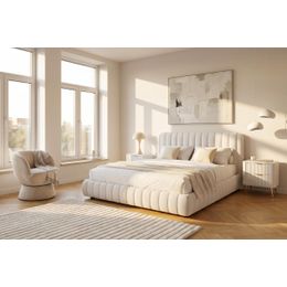 Polsterbett Home Affaire "SELVAIR in der Breite 180cm, inkl. Lattenrost und Bettkasten", beige (cream), B:203cm H:105cm L:226cm, Betten, Polsterbett, gepolstertes Kopfteil und Rahmen, Bezug im Chenillecharakter