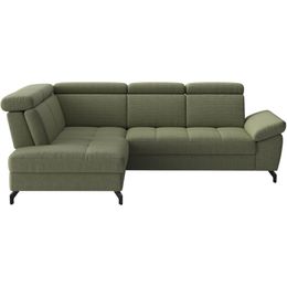 Sit & More Ecksofa SIT & MORE "Vanity", olive, B:254cm H:84cm T:197cm, 100% Polyester, Sofas, Ecksofa, Inkl.Sitz-,Kopf-und Armteilverstellung