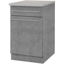 Wiho-K&uuml;chen Unterschrank WIHO K&Uuml;CHEN "Chicago", grau (front und korpus: betonfarben, arbeitsplatte: canvas grau), B:60cm H:85cm T:60cm, Schr&auml;nke, Unterschrank, 60 cm breit, 1 Schubkasten und 1 T&uuml;r