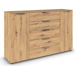 Schubkastenkommode Rauch "Flipp Schubladenkommode W&auml;scheschrank Schrank", braun (eiche artisan), B:160cm H:100cm T:42cm, Holzwerkstoff, Sideboards, 2-t&uuml;rig mit 5 Schubladen und Soft-Close-Funktion in zwei Breiten