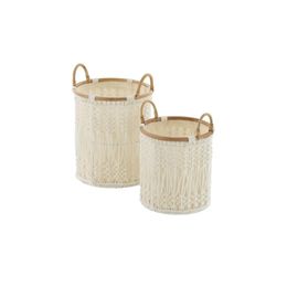 HOME STORY Aufbewahrungskorb 2er Set wei&szlig; Baumwolle,Rattan,Metall Ma&szlig;e (cm): H: 47 &Oslash;: 35 &raquo; H&ouml;ffner