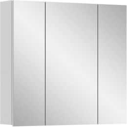 Spiegelschrank Welltime "BIEL, Breite 82 cm, 3 T&uuml;ren, 6 Einlegeb&ouml;den, 9 F&auml;cher", wei&szlig;, B:82cm H:77cm T:18cm, FSC-zertifizierter Holzwerkstoff, Schr&auml;nke, Spiegelschrank, Badm&ouml;bel, Badschrank, Schrank, Wandschrank, Bad, Badezimmer