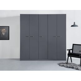 Dreht&uuml;renschrank Rauch "Kleiderschrank Schrank Garderobe OTELI inkl. Inneneinteilung", grau (graumetallic), B:226cm H:229cm T:54cm, Holzwerkstoff, Schr&auml;nke, Dreht&uuml;renschrank, mit zus&auml;tzlichen Einlegeb&ouml;den, optional mit Spiegel MADE IN GERMANY
