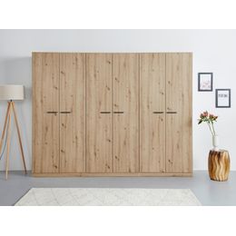 Dreht&uuml;renschrank Rauch "Kleiderschrank Schrank Garderobe OTELI inkl. Inneneinteilung", braun (eiche artisan), B:271cm H:210cm T:54cm, Holzwerkstoff, Schr&auml;nke, Dreht&uuml;renschrank, mit zus&auml;tzlichen Einlegeb&ouml;den, optional mit Spiegel MADE IN GERMANY