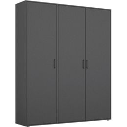 Kleiderschrank Rauch "VOYAGER Garderobe W&auml;scheschrank Schlafzimmer", grau (graumetallic, griffe graumetallic), B:140cm H:194cm T:53cm, Holzwerkstoff, Schr&auml;nke, Kleiderschrank, mit 2 modernen Griffvarianten, viel Stauraum MADE IN GERMANY