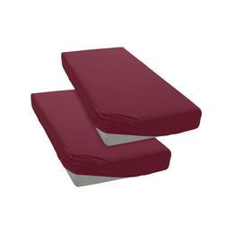 Spannbettlaken OTTO HOME "PHYSALIS in BASIC und PREMIUM Qualit&auml;t, 100% Baumwolle", rot (bordeaux), B:90cm L:200cm, Jersey (110 g/m&sup2;), Obermaterial: 100% Baumwolle, Bettlaken, Spannbettlaken, f&uuml;r Matratzen bis 18 cm H&ouml;he, Bettlaken, Spannbetttuch, pflegeleicht