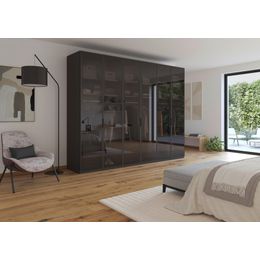 Kleiderschrank Rauch "Schrank Garderobe SKAT SHINE Breiten 151/201/251/301cm, H&ouml;he 223/235cm", graphit, B:301cm H:235cm T:61cm, Glas, Holzwerkstoff, Schr&auml;nke, Kleiderschrank, edle Schrankfront mit hochwertigen Glasrahment&uuml;ren MADE IN GERMANY
