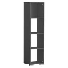 Ablageregal Welltime "Baku", grau (anthrazit), B:36,3cm H:142,7cm T:33cm, FSC-zertifizierter Holzwerkstoff, Regale, B&uuml;cherregal, 36x142 cm, praktische offene F&auml;cher, Made in Germany