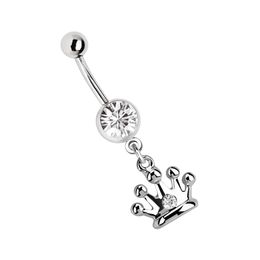 Adelia&acute;s Bauchnabelpiercing ADELIA&acute;S "Piercing - Bauchnabelpiercing Pewter Krone Stein", gr&uuml;n, t&uuml;rkis, Piercings, Damen, Krone mit Stein, 14 mm L&auml;nge, 1,6 mm St&auml;rke, Pewter
