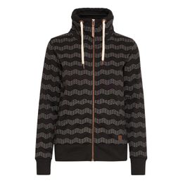 Funktions-Kapuzensweatjacke oxmo "Strickjacke OXVanta", Damen, Gr. XS, schwarz (true schwarz), Obermaterial: 60% Baumwolle CO. 40% Polyester PES., Sweatjacken