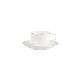 Villeroy & Boch Tasse VILLEROY & BOCH "Kaffeetasse mit Untertasse Anmut Platinum No.1 150 ml wei&szlig;", wei&szlig;, Porzellan, Trinkgef&auml;&szlig;e, Tasse