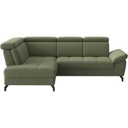 Sit & More Ecksofa SIT & MORE "Vanity", olive, B:254cm H:84cm T:197cm, 100% Polyester, Sofas, Ecksofa, Inkl.Sitz-,Kopf-und Armteilverstellung