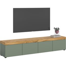 Lowboard OTTO HOME "MAMBO, Breite 200cm, 4 Klappen, stehend oder h&auml;ngend", smoke gr&uuml;n, wotan eiche nachbildung, B:200cm H:41cm T:37cm, Sideboards, Lowboard, Lowboard, TV Unterschrank, Tv-Schrank, Wohnzimmer