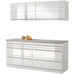 Wiho-K&uuml;chen K&uuml;che WIHO K&Uuml;CHEN "Chicago", wei&szlig; (k&uuml;che: wei&szlig;, korpus: wei&szlig; matt, arbeitsplatte: canvas grau), B:180cm, Komplettk&uuml;chen-Sets, ohne E-Ger&auml;te, Gesamtbreite 180 cm, Topseller
