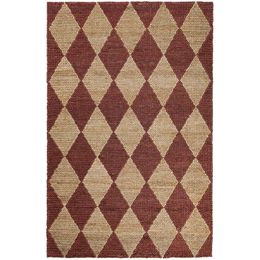 Teppich FLAIR RUGS "Effie Diamond", orange, B:120cm H:5mm L:170cm, Baumwolle, Jute, Teppiche, Teppich, handgekn&uuml;pft