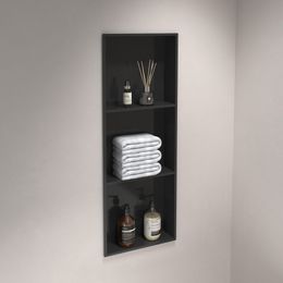 Badregal MARWELL "Como", schwarz, B:32cm H:92cm T:10cm, Edelstahl, Regale, Badregal, Wandnische, schwarz