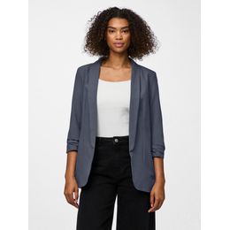 Blusenblazer Pieces "PCBOSELLA 3/4 BLAZER NOOS", Damen, Gr. XS, blau (ombre blau), Web, Obermaterial: 79% Polyester, 16% Viskose, 5% Elasthan, unifarben, slim fit h&uuml;ftbedeckend, Blazer Blusenblazer, Materialmix, regular fit