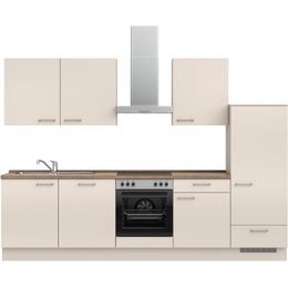 K&uuml;chenzeile Nobilia "Laser I", NEU: individuell anpassbar mit gratis Profi-Beratung", beige (k&uuml;che: natur, korpus: sandfarben, arbeitsplatte: eiche havanna nachbildung), B:300,3cm H:216,6cm T:60cm, Komplettk&uuml;chen-Sets, K&uuml;chenzeile, vormontiert, 300 cm breit, optional mit verschiedenen E‑Ger&auml;te-Sets