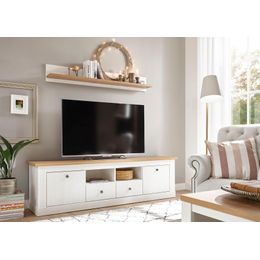 Wohnwand OTTO HOME "Westminster", wei&szlig; (pinie wei&szlig;, wotan eiche), B:180cm, Kastenm&ouml;bel-Sets, Holz Wohnw&auml;nde Wohnwand, im romantischen Landhausstil