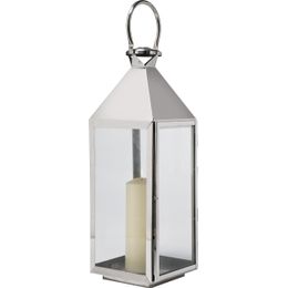 Kerzenlaterne KARE DESIGN "Laterne Giardino", silber, B:24cm H:71cm T:23,4cm, Edelstahl, Glas, Kerzenhalter, gold- oder silberfarben