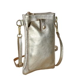 Umh&auml;ngetasche "PartyPal", Damen, Gr. B/H/T: 21cm x 14cm x 3cm onesize, gold, Leder, Collezione Alessandro, Taschen Umh&auml;ngetasche, aus Leder, Made in Italy