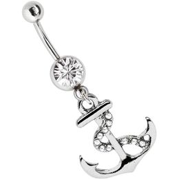 Adelia&acute;s Bauchnabelpiercing ADELIA&acute;S "Piercing - Bauchnabelpiercing Pewter Anker Stein", silber, Piercings, Damen, Anker mit Stein, 8 mm L&auml;nge, 1,6 mm St&auml;rke, Pewter