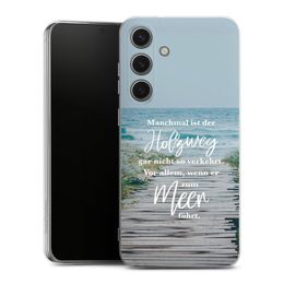 DeinDesign Galaxy S25+ Handy Silikon H&uuml;lle Case transparent Handyh&uuml;lle Spruch Beach Statement Silikon Case