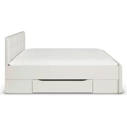 Bett OTTO HOME "Doppelbett Polsterbett Stauraumbett AGORDO", beige (beige (champagner), cordstoff ivory), B:185cm H:100cm L:211cm, Nutzschicht: 82% Polyester/18% Polyamid, 18% sonstige Fasern, Betten, Bett, praktische Bettschubk&auml;sten f&uuml;r zus&auml;tzlichen Stauraum MADE IN GERMANY