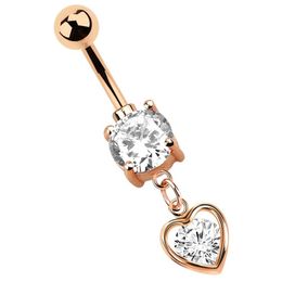 Adelia&acute;s Bauchnabelpiercing ADELIA&acute;S "Piercing - Bauchnabelpiercing Silber Herz Stein", gold, Piercings, Damen, Herz mit Stein, 10 mm L&auml;nge, 1,6 mm St&auml;rke, Silber