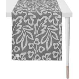 Tischl&auml;ufer Apelt "3971 Outdoor, Sommerdeko, Sommer", grau (grau, wei&szlig;), B:46cm L:135cm, Polyester, Tischdecken, Jacquardgewebe