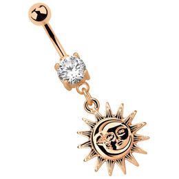 Adelia&acute;s Bauchnabelpiercing ADELIA&acute;S "Piercing - Bauchnabelpiercing Pewter Mond Opal", gold, Piercings, Damen, Mond mit Opal, 8 mm L&auml;nge, 1,6 mm St&auml;rke, Pewter