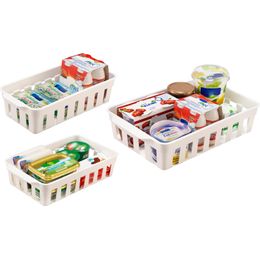 Aufbewahrungssystem Ruco, wei&szlig;, Kunststoff, Lebensmittelaufbewahrungsbeh&auml;lter, f&uuml;r den K&uuml;hlschrank, Kunststoff, je 2 K&ouml;rbe in 3 verschiedenen Gr&ouml;&szlig;en