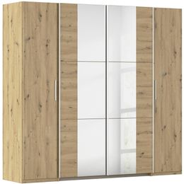 Schwebet&uuml;renschrank Rauch "Kleiderschrank Dreht&uuml;renschrank Schrank Garderobe KRONACH", eiche artisan, griffleisten alu, mit 2 spiegel, B:225cm H:210cm T:59cm, Holzwerkstoff, Schr&auml;nke, Schwebet&uuml;renschrank, Kombischrank optional mit 1 oder 2 Spiegel viele B&ouml;den MADE IN GERMANY