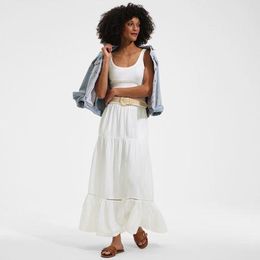 LANDS' END Maxi-Stufenrock aus Musselin, Damen,  Wei&szlig;, Baumwolle, by Lands' End