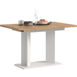 Esstisch Home Affaire "GERO, 120-160 cm, ausziehbar, S&auml;ulengestell", wei&szlig;, artisan eiche nachbildung, H:76cm, Tische, Esstisch, Tisch, Esstisch, Esszimmer, Esszimmertisch, K&uuml;chetisch, Bartisch