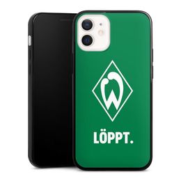 DeinDesign iPhone 12 mini Handy Slim Case extra d&uuml;nn Silikon Handyh&uuml;lle schwarz H&uuml;lle Official Licensed Product Statement Sv Werder Bremen Silikon Slim Case