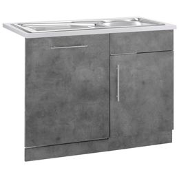 Wiho-K&uuml;chen Sp&uuml;lenschrank WIHO K&Uuml;CHEN "Cali", grau (front und korpus: betonfarben, arbeitsplatte: canvas grau), B:110cm H:85cm T:60cm, Schr&auml;nke, Sp&uuml;lenschrank, 110 cm breit, inkl. T&uuml;r/Sockel f&uuml;r Geschirrsp&uuml;ler