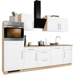 Wiho-K&uuml;chen K&uuml;chenzeile WIHO K&Uuml;CHEN "Cali", wei&szlig; (k&uuml;che: braun, korpus: sonoma eiche nachbildung, arbeitsplatte: sonoma eiche nachbildung), B:280cm T:60cm, Komplettk&uuml;chen-Sets, K&uuml;chenzeile, ohne E-Ger&auml;te, Breite 280 cm
